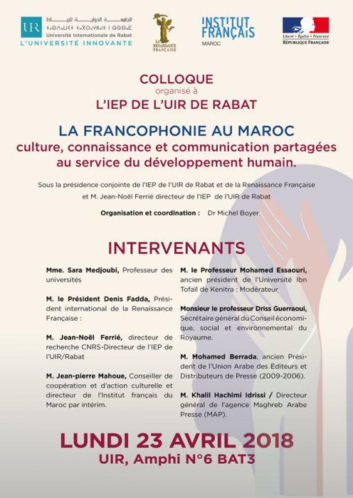 MAROC : colloque de Rabat, la francophonie au Maroc - La Renaissance ...